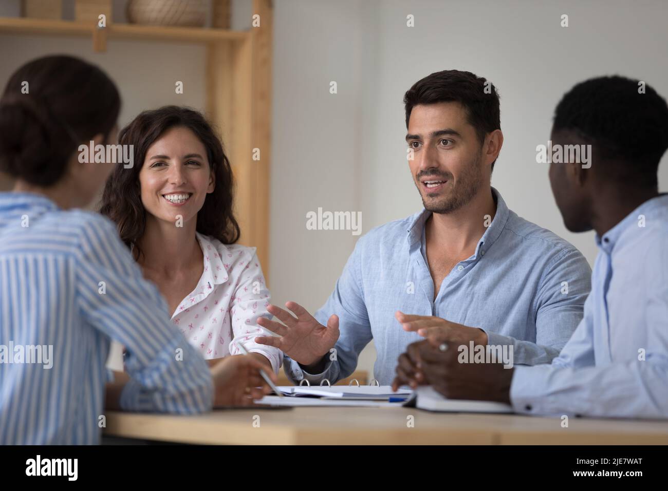 Business leader motivate team meeting hi-res stock photography and ...