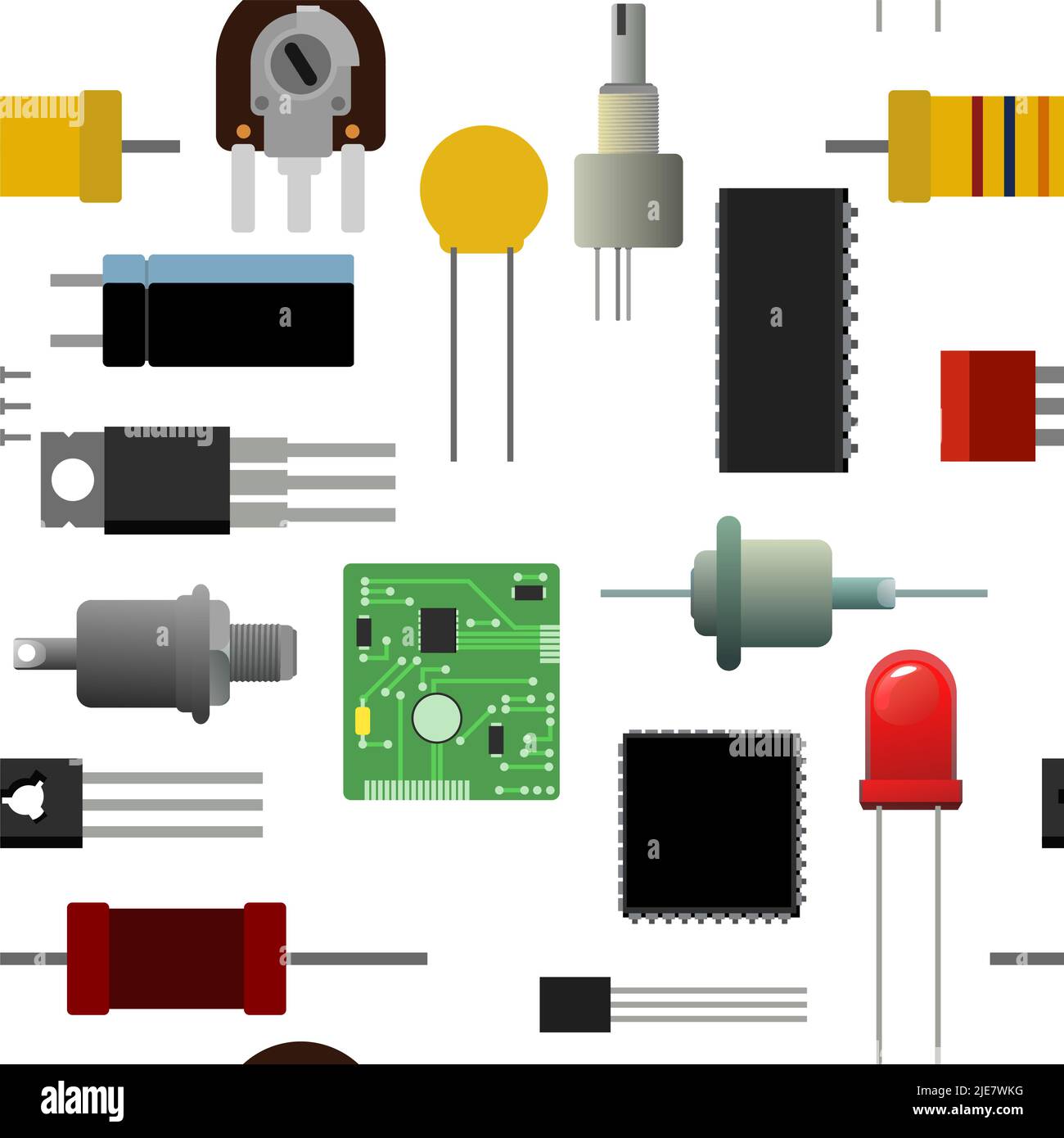 Set Of Radio Components Seamless Pattern Background Image Element