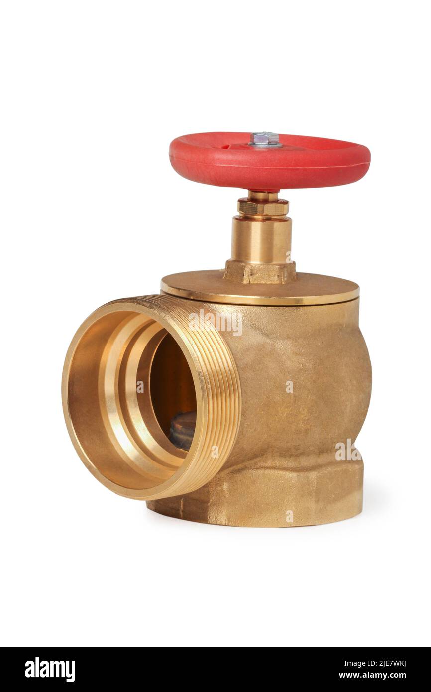 Brass valve for fire hydrant isolated on white Stock Photo - Alamy