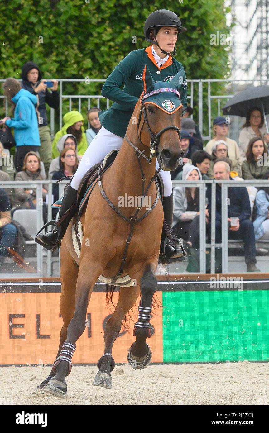 Jessica Springsteen competes during the 2022 Paris Eiffel Jumping on ...