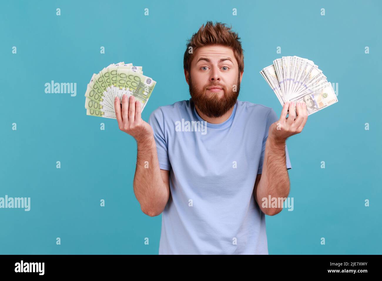 Bearded rich man holding fans hi-res stock photography and images - Alamy