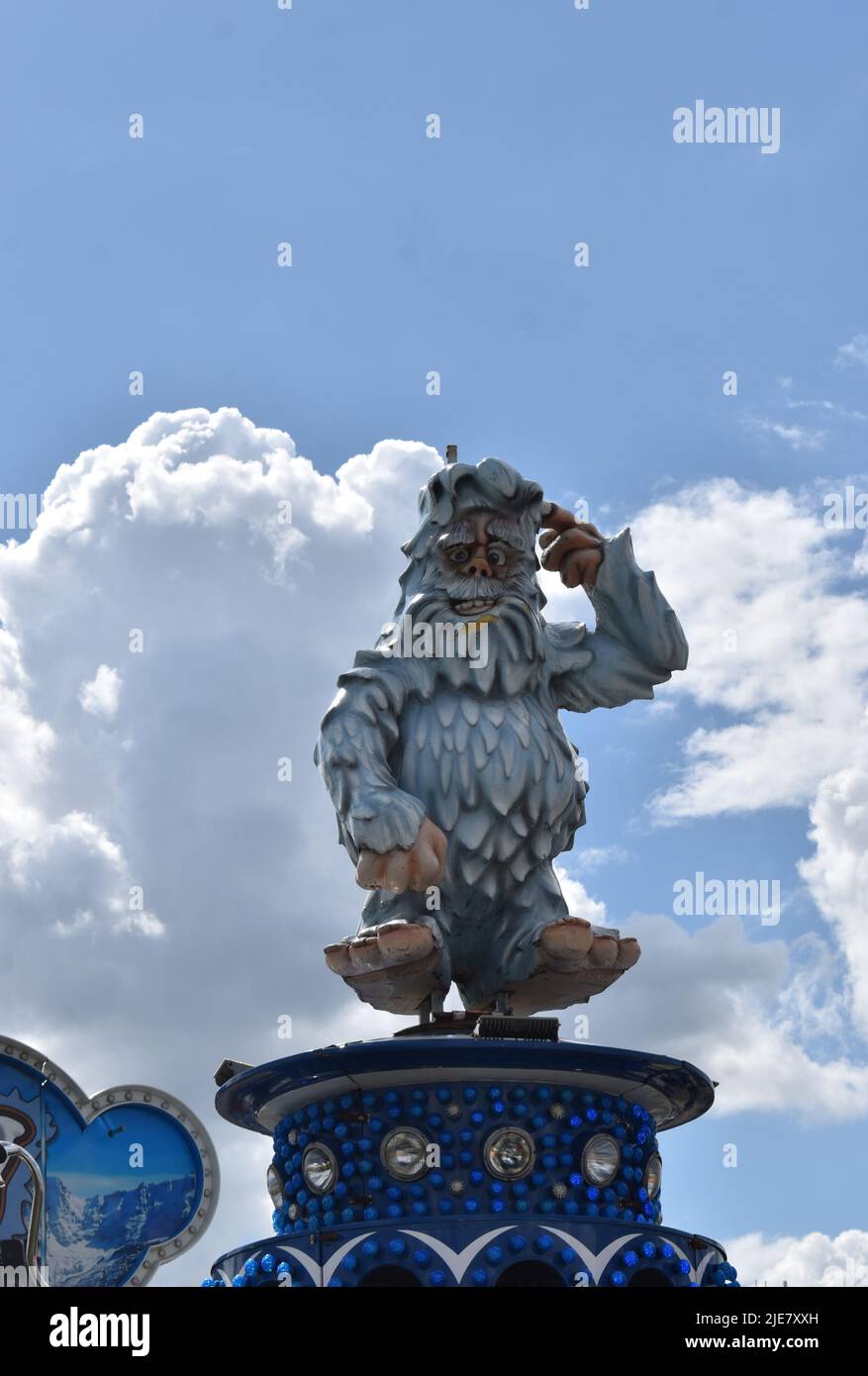 Yeti funfair ride at Campbell Park in Milton Keynes, with copyspace ...