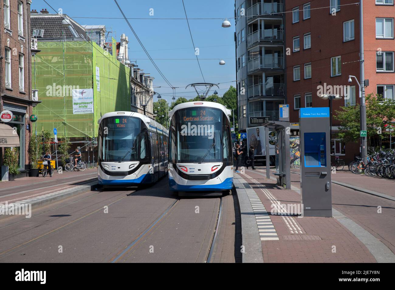 Two Trams 24 At Amsterdam The Netherlands 24-6-2022 Stock Photo - Alamy