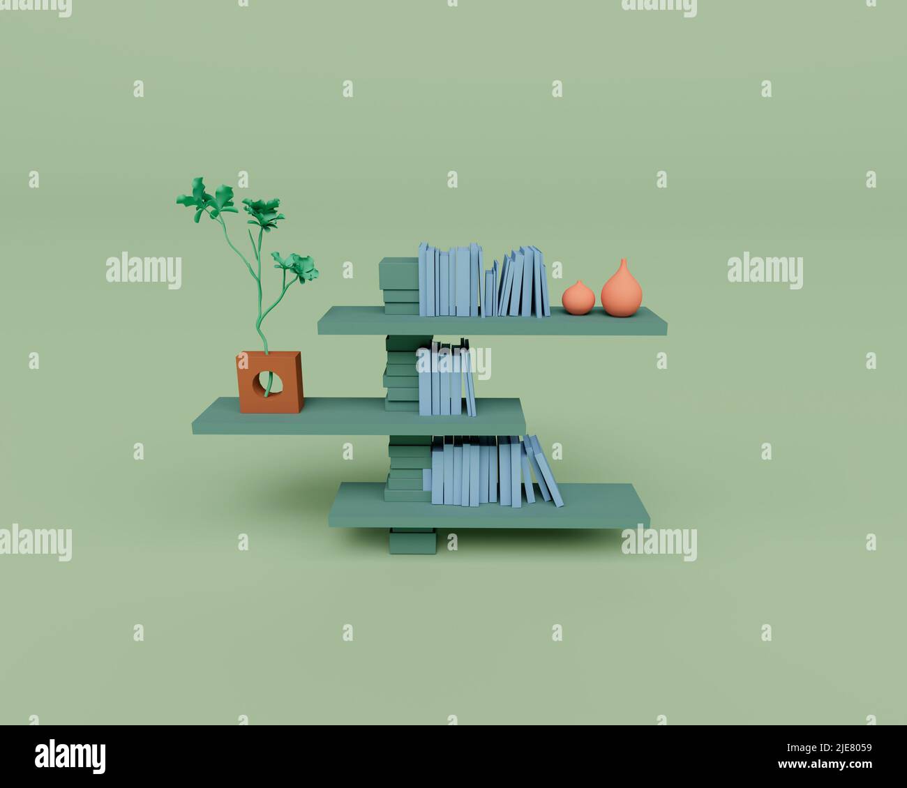 3d render of Modern Bookshelf isolated on Pastel background, 3d ...