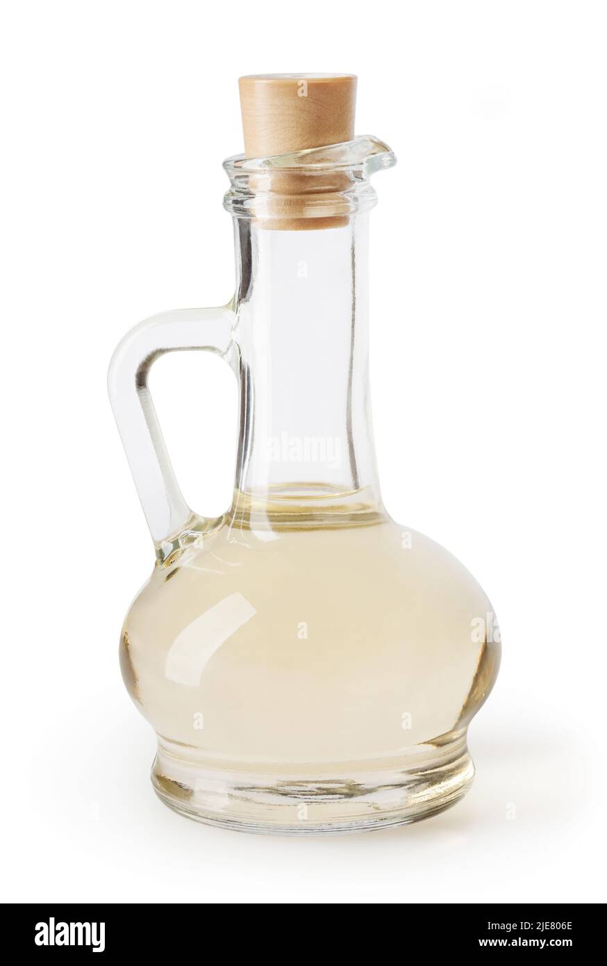 White vinegar in glass bottle isolated on white background with ...