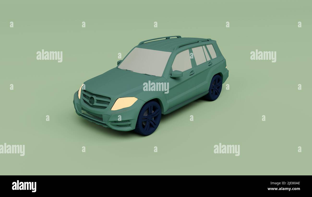 3d render of suv car Greenish Cyan color, 3d illustration isolated on ...