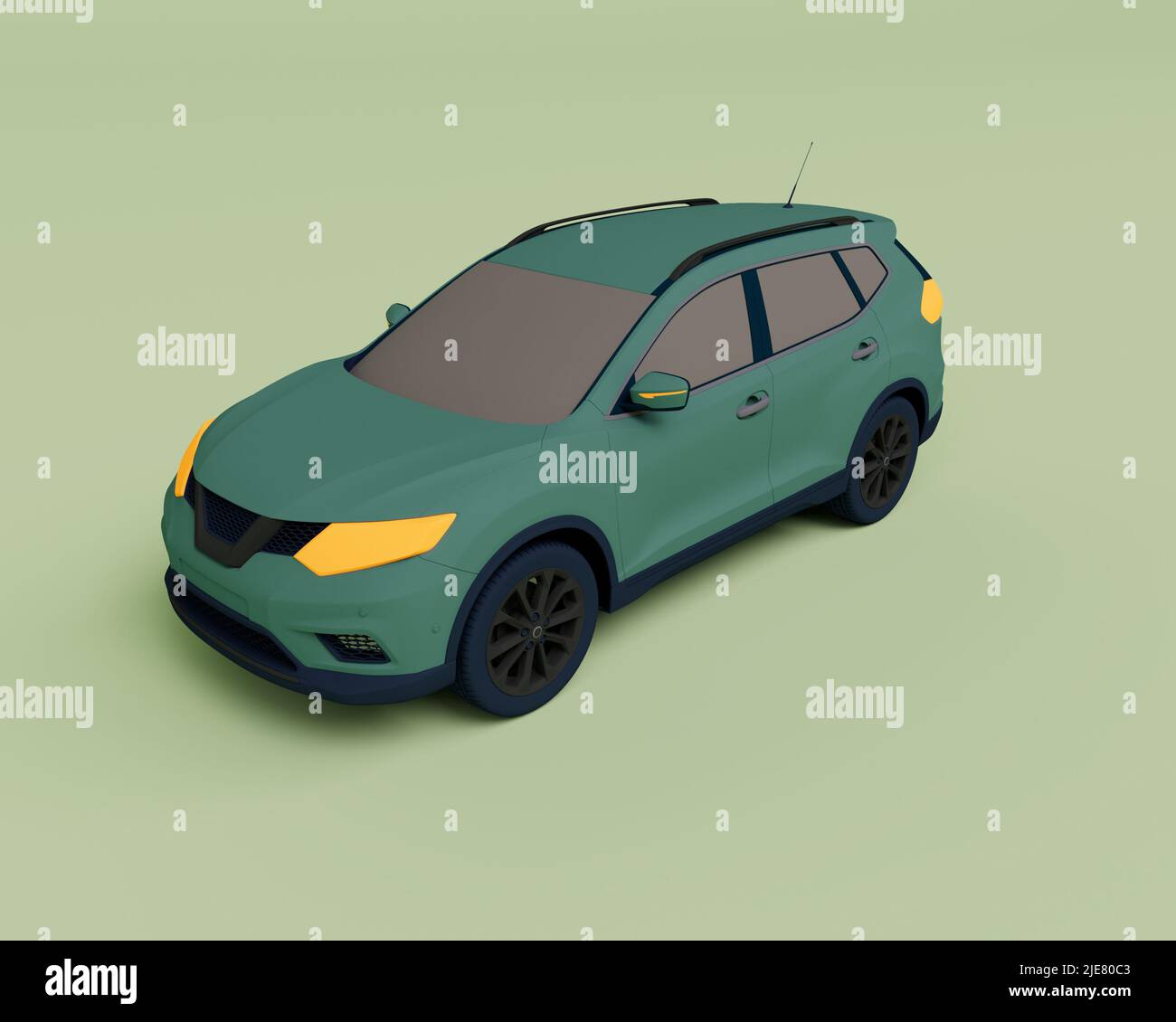 3d render of suv car Greenish Cyan color, 3d illustration isolated on ...