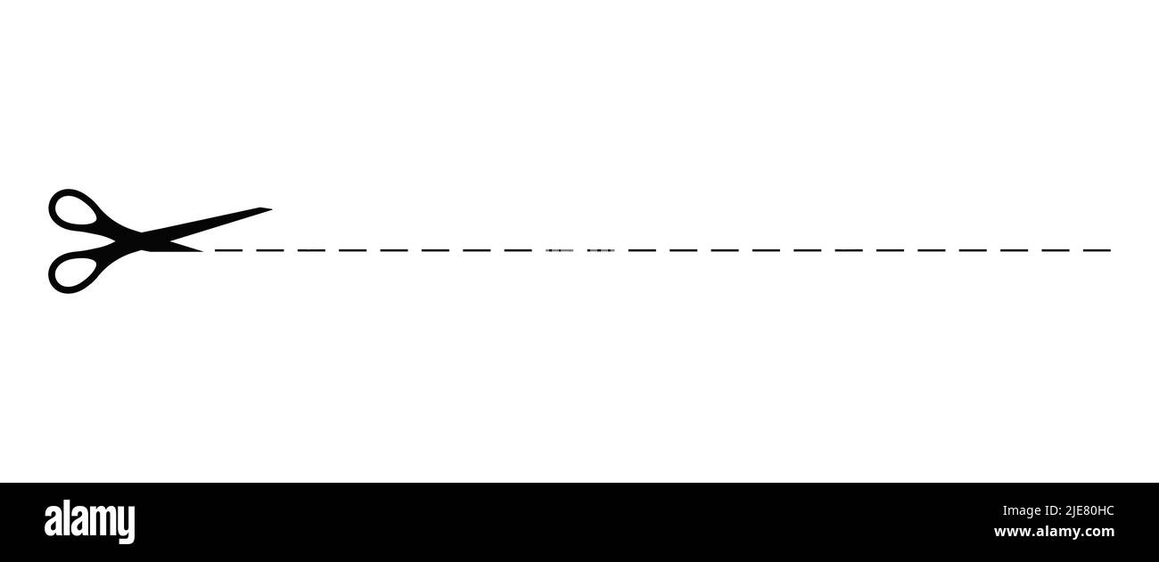 Scrissors cut dotted line with dash mark icon Stock Vector Image & Art ...