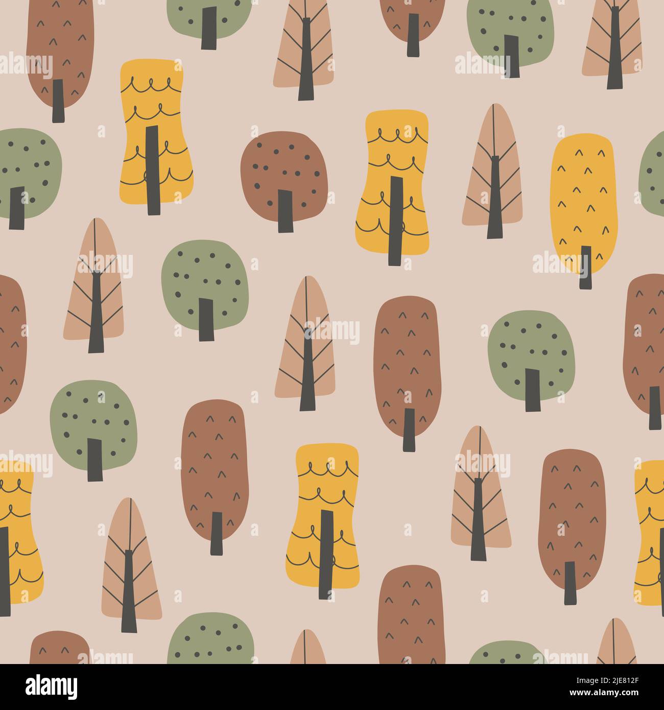 Abstract seamless pattern with autumn forest. Vector background for ...