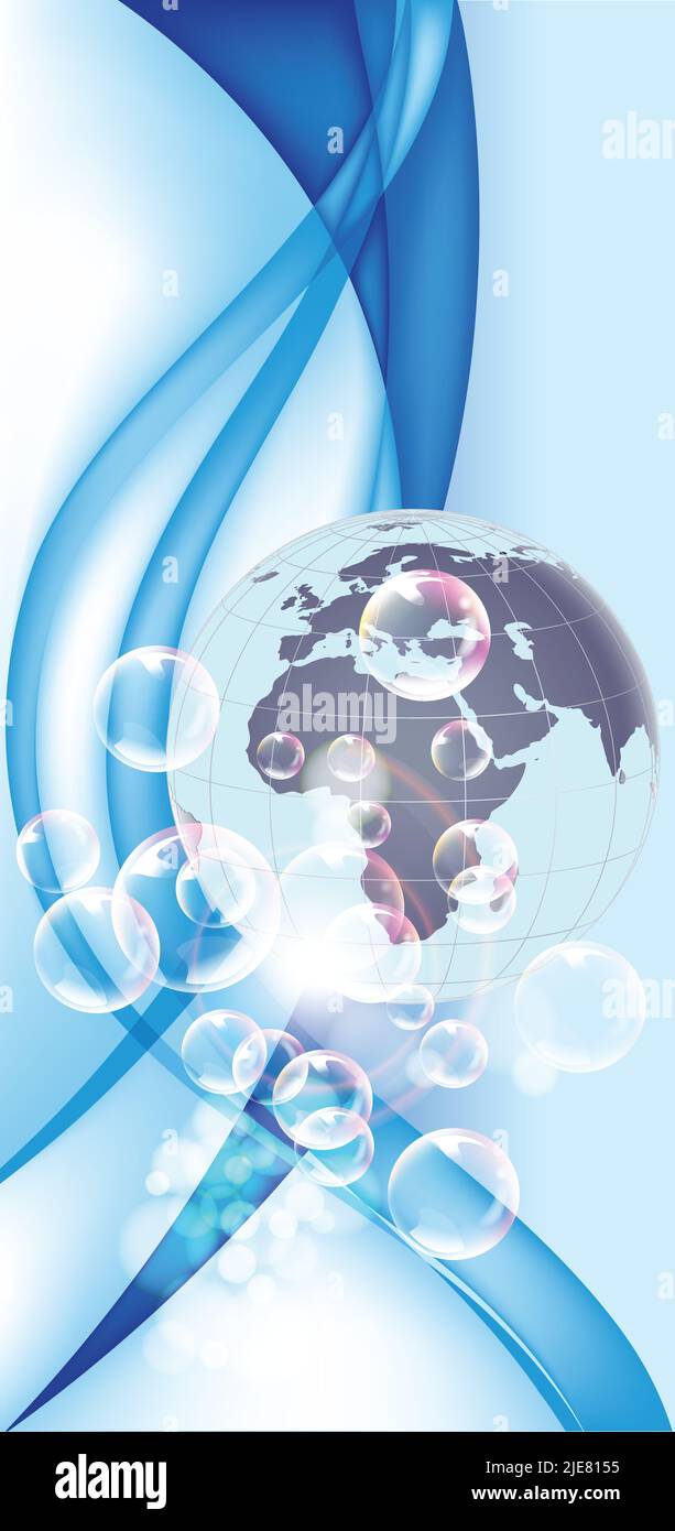 World in blue abstarct background with lines and bubbles Stock Photo ...