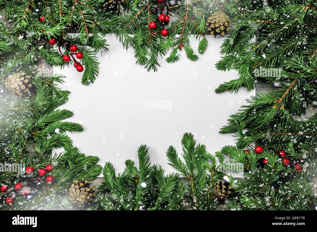 Christmas frame made snow hi-res stock photography and images - Alamy
