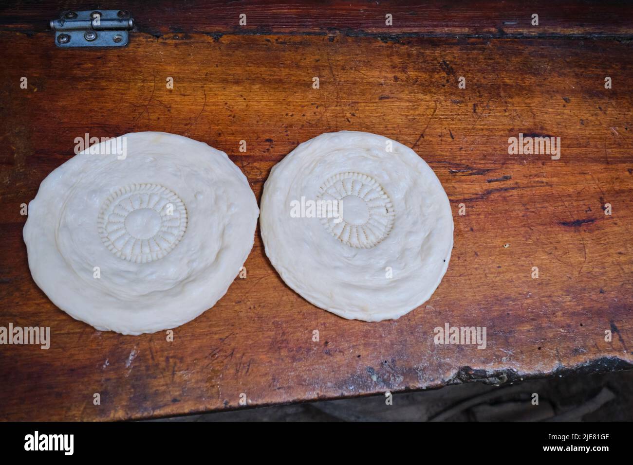 Detail, close up of raw non bread dough, prepped for baking. This ...