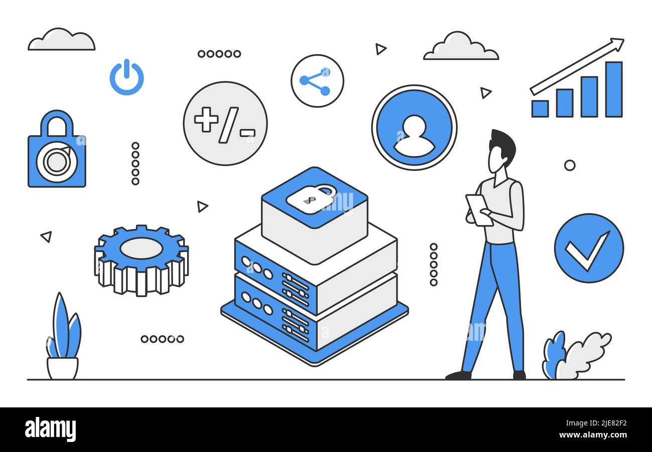 Security server protection. Antivirus program, private networks, data ...