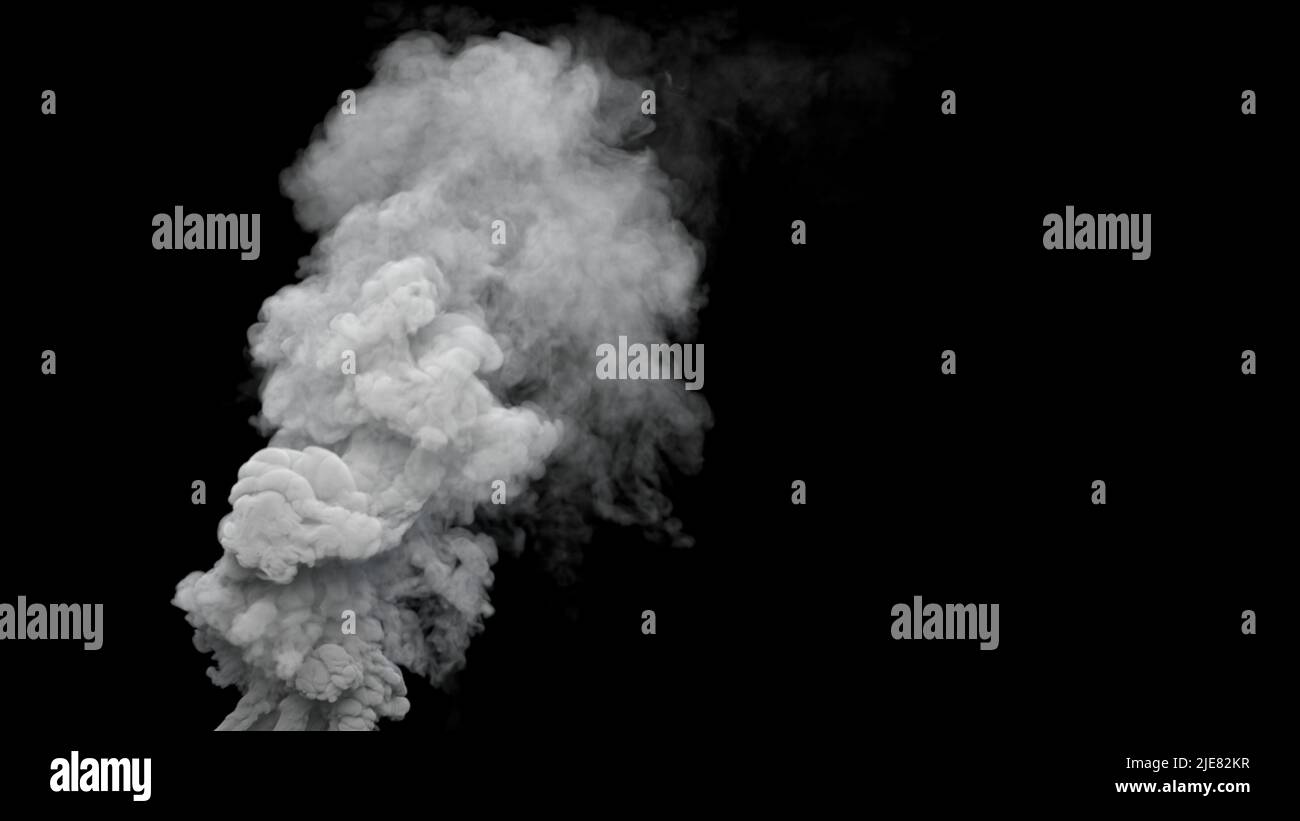 grey carbon smoke emission from power plant on black, isolated ...