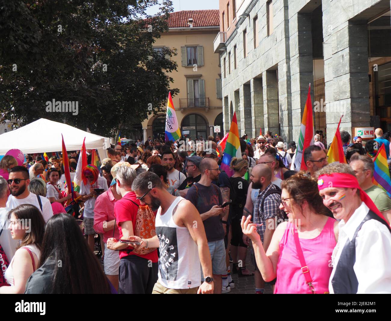 Cremona, Lombardy, Italy - 4th June 2022 Pride parade celebrating ...