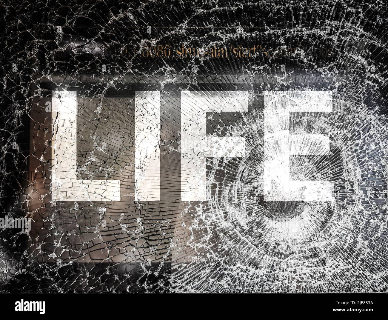 Cracked glass background, life concept Stock Photo - Alamy