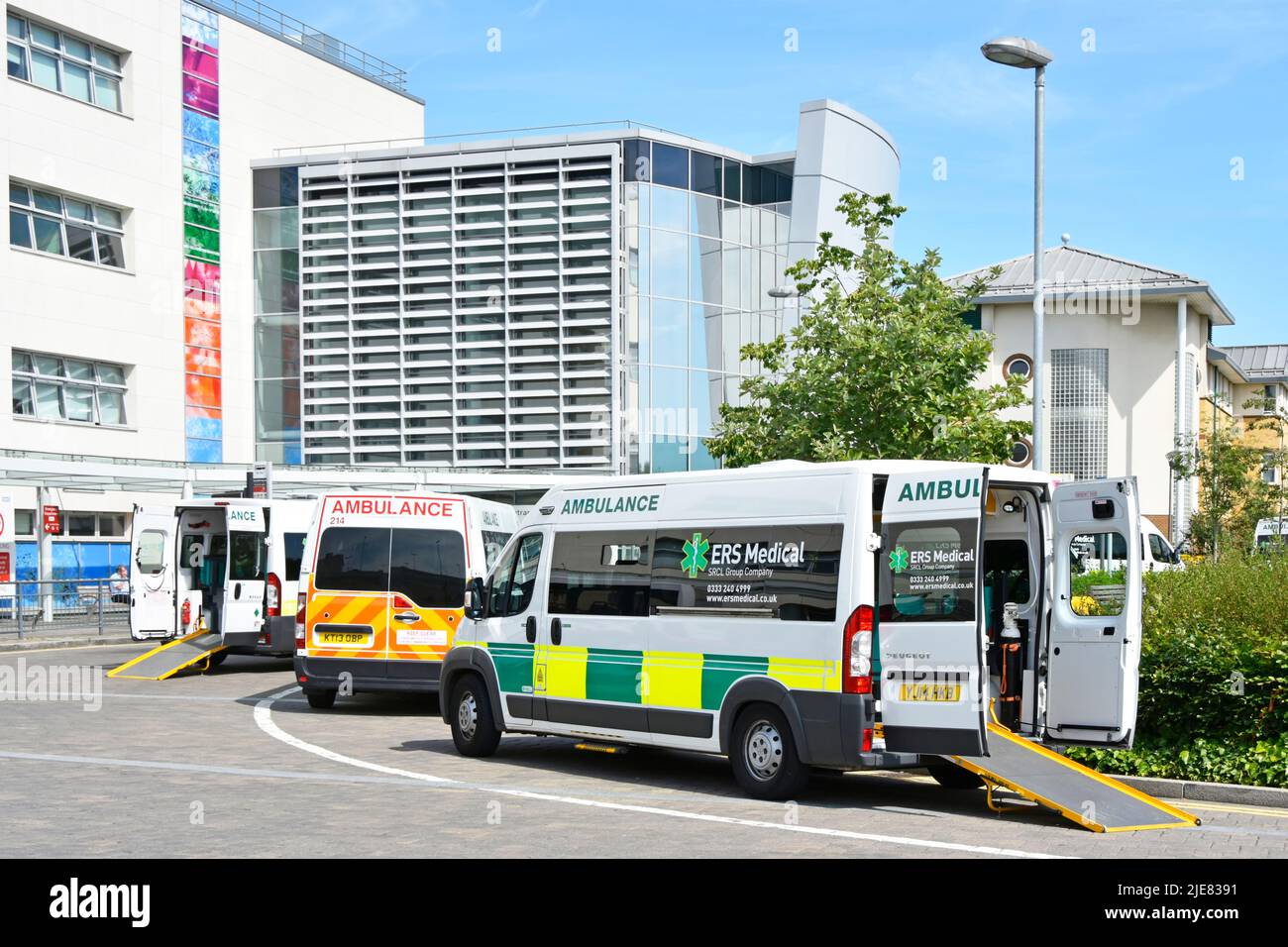 Patient transport by private business ambulances parking at NHS ...