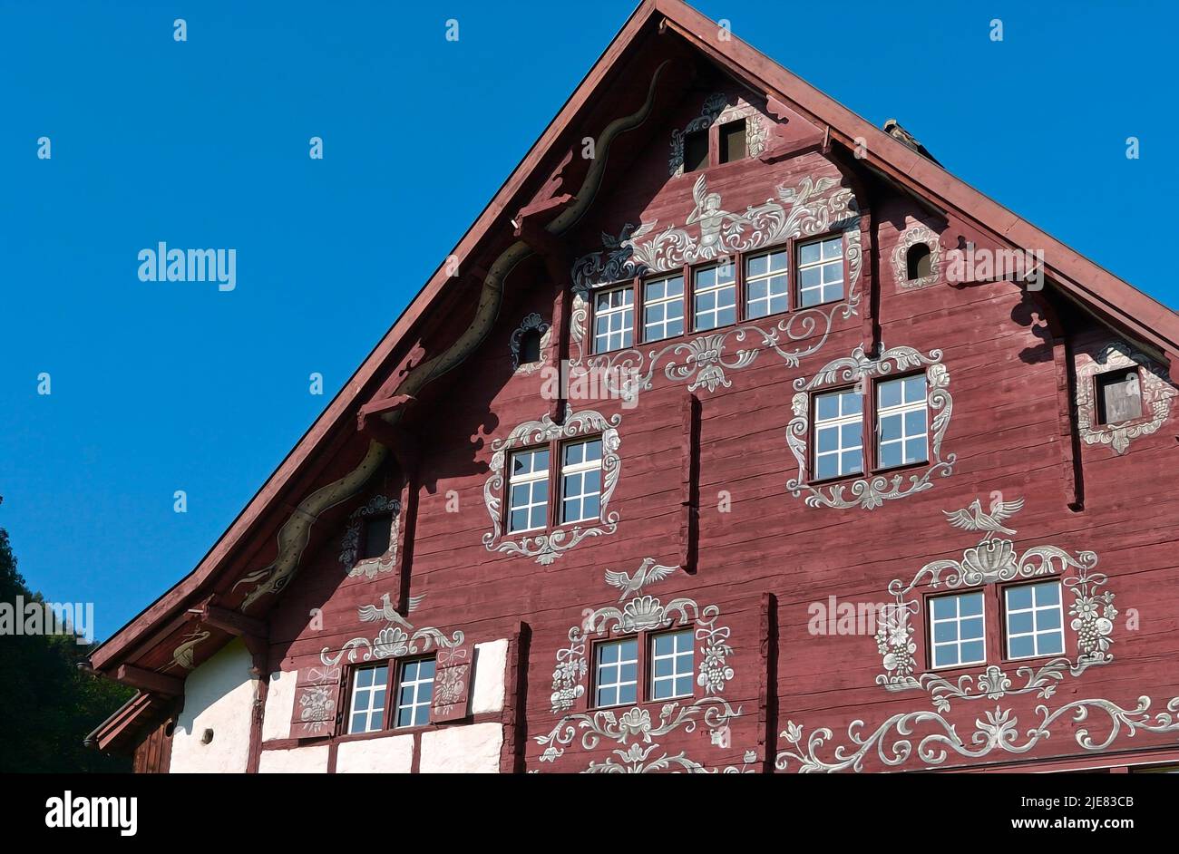 Scenic Village and Castle Werdenberg in fall, Grabs Rheintal CH Stock ...