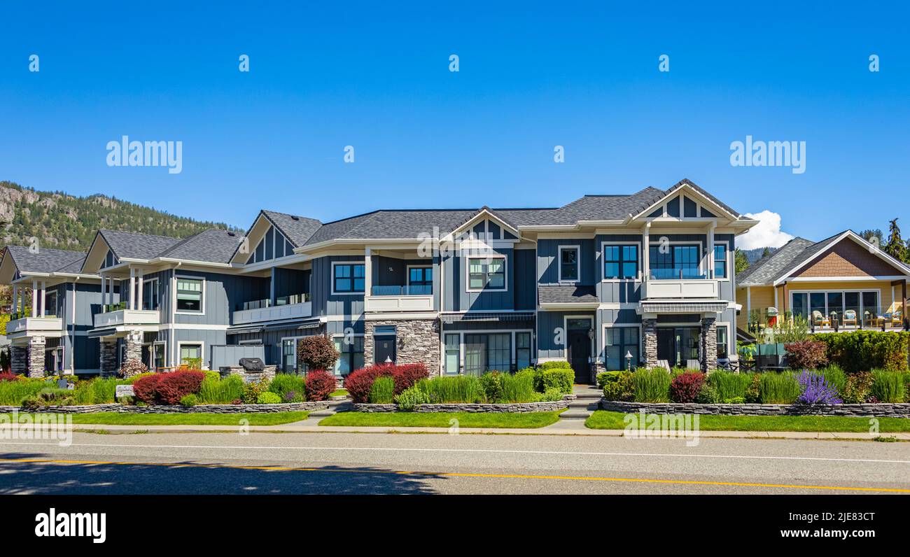 Neighborhood modern houses building in BC, Canada. Canadian modern ...