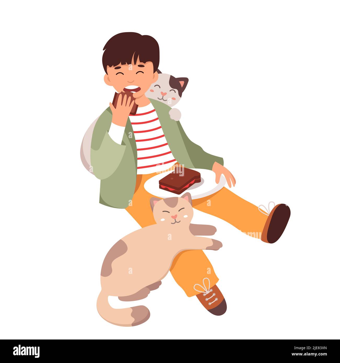 Kids hugging cat Stock Vector Images - Alamy