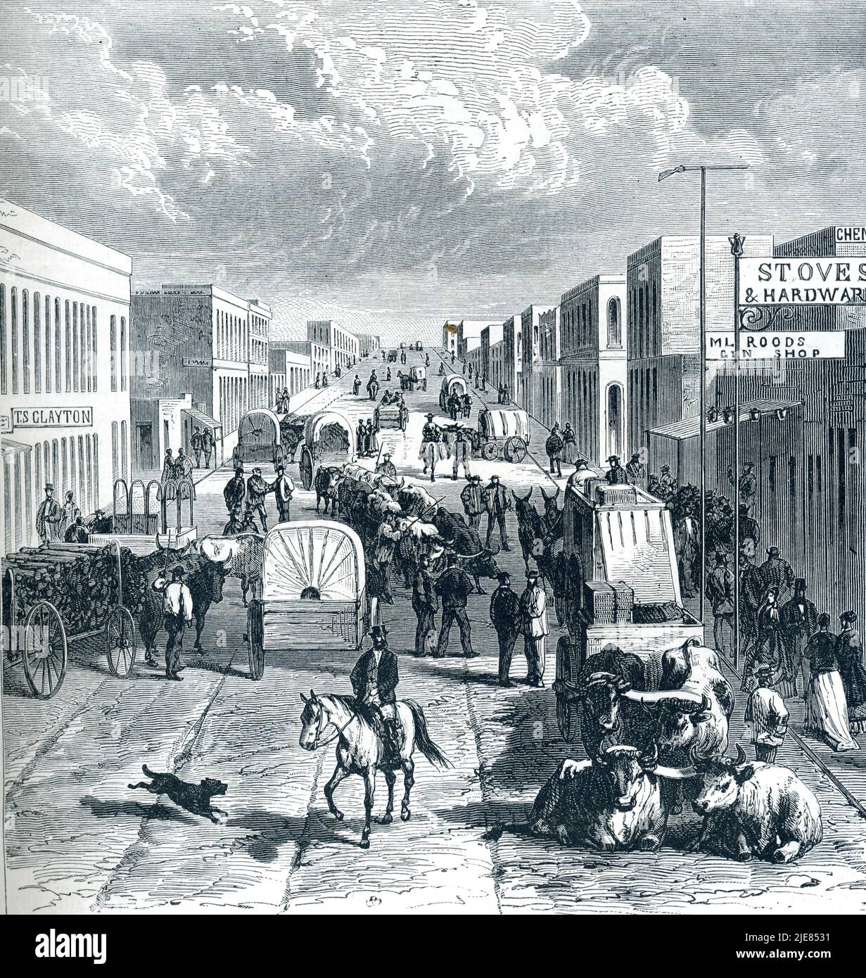 Main Street Denver 19th Century busy Stock Photo - Alamy
