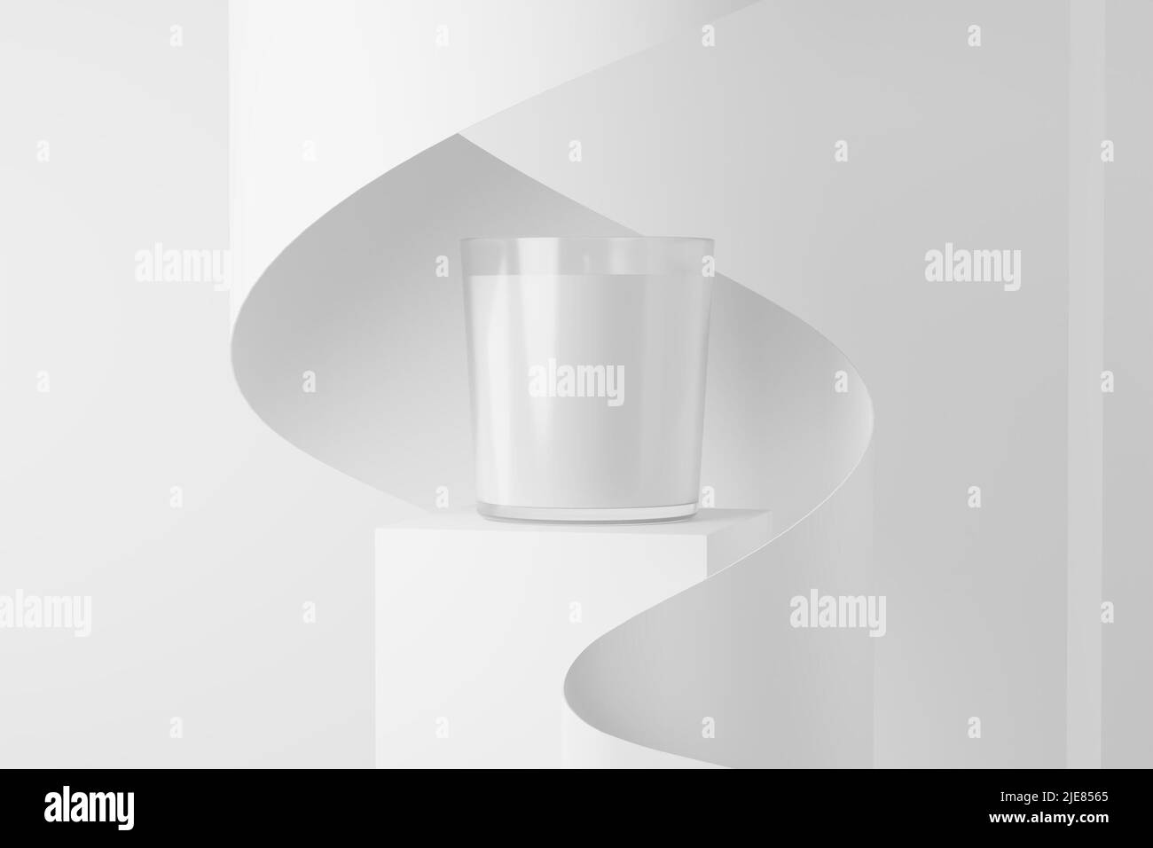 Candle Glass With Box Packaging 3D Rendering White Blank Mockup Stock ...