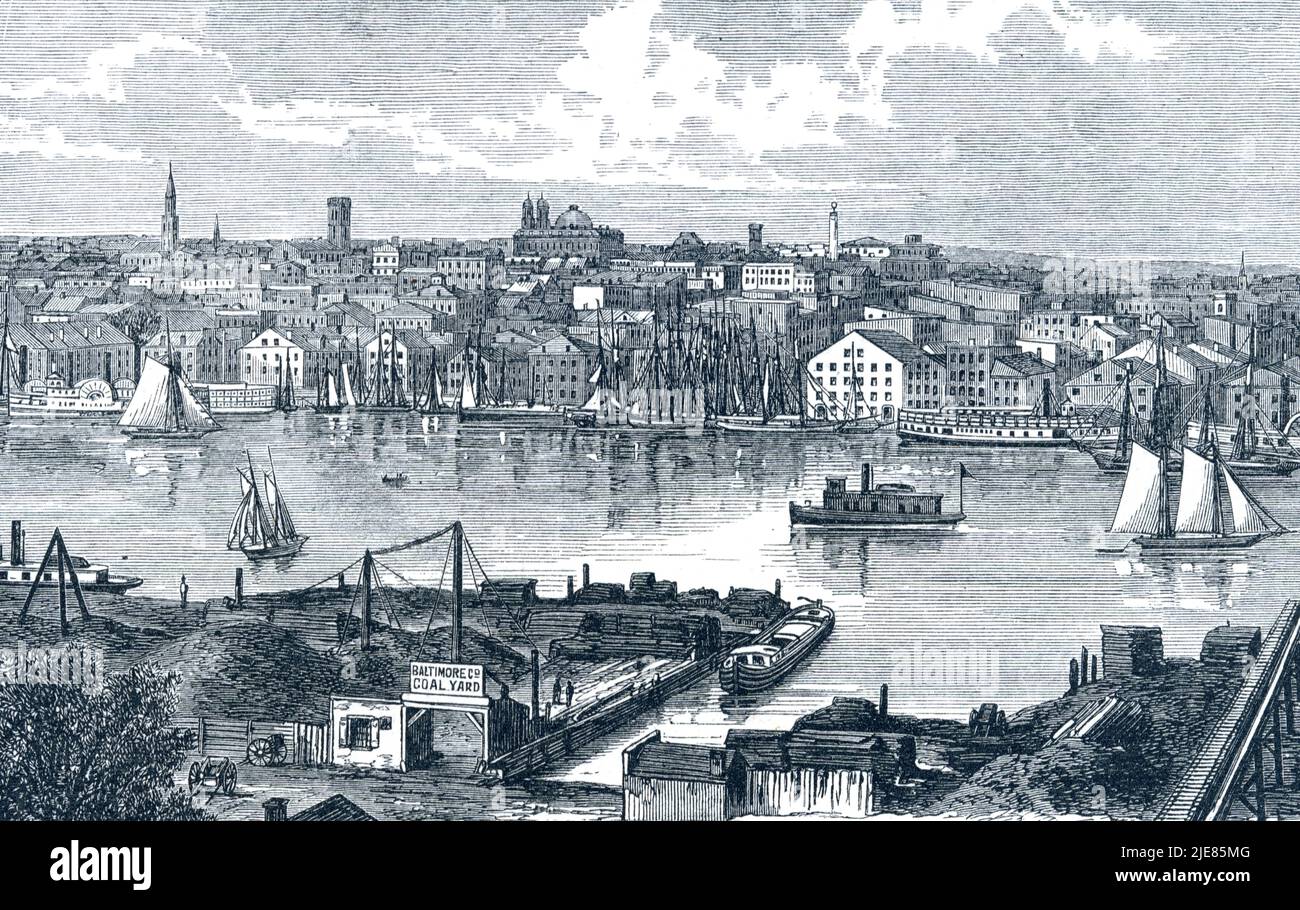 Baltimore Cityscape View in 19th Century Stock Photo - Alamy
