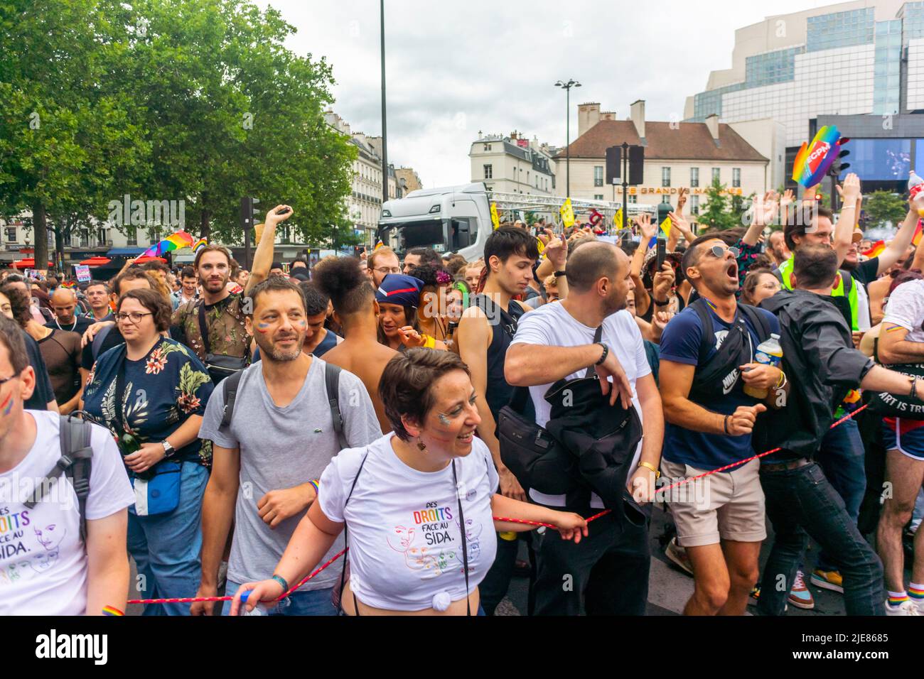 Paris, France, Large Crowd young People, Marching in Gay Pride/ LGBTQI ...