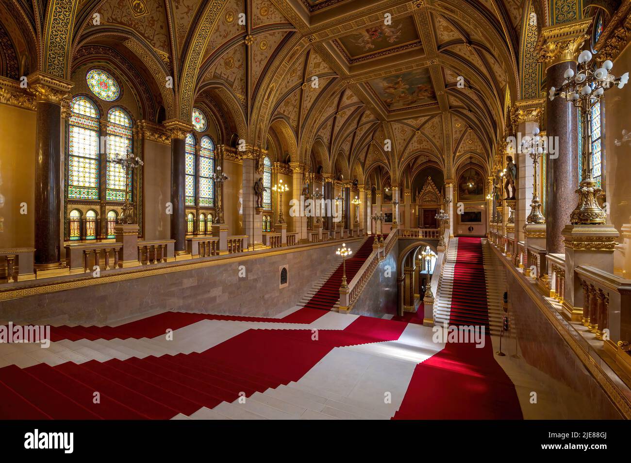 Budapest, Hungary. Interior of the Hungarian Parliament building Stock ...