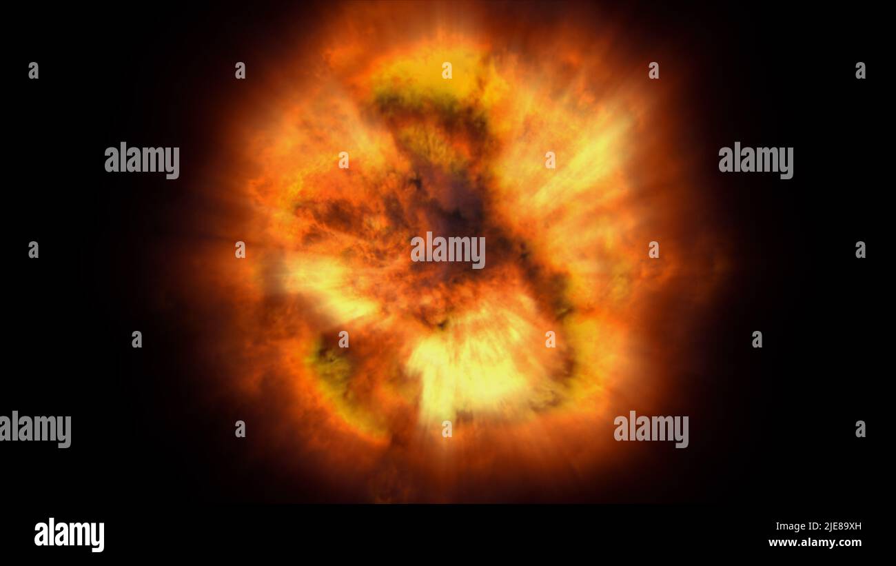 fire flame ball explosion in space, abstract illustration Stock Photo ...