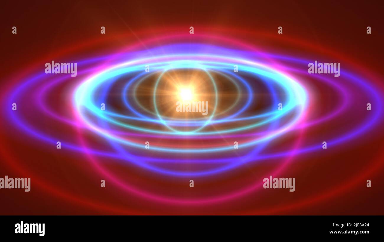 Abstract atom color rings background ray light Stock Photo - Alamy