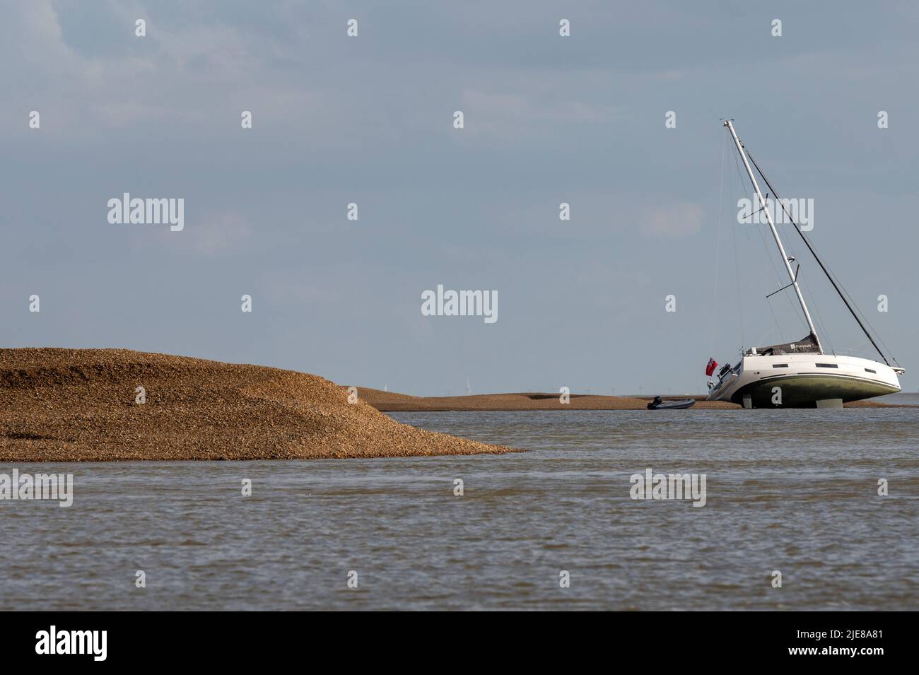 Sweet Chariot yacht aground river Deben estuary Felixstowe Ferry ...