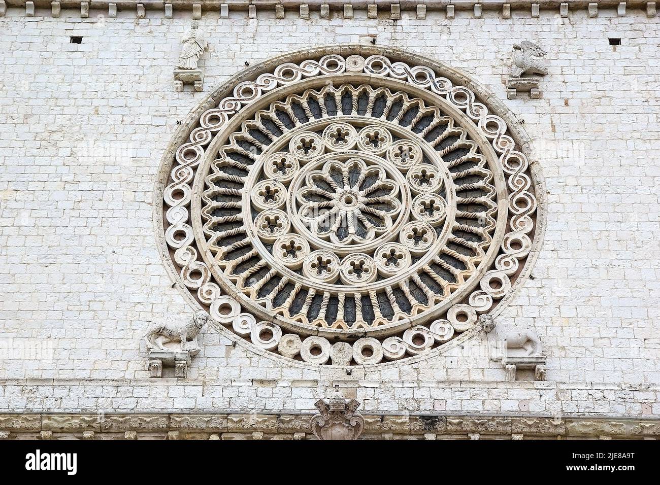 Rose window of the the Basilica of San Francesco d'Assisi, upper church ...