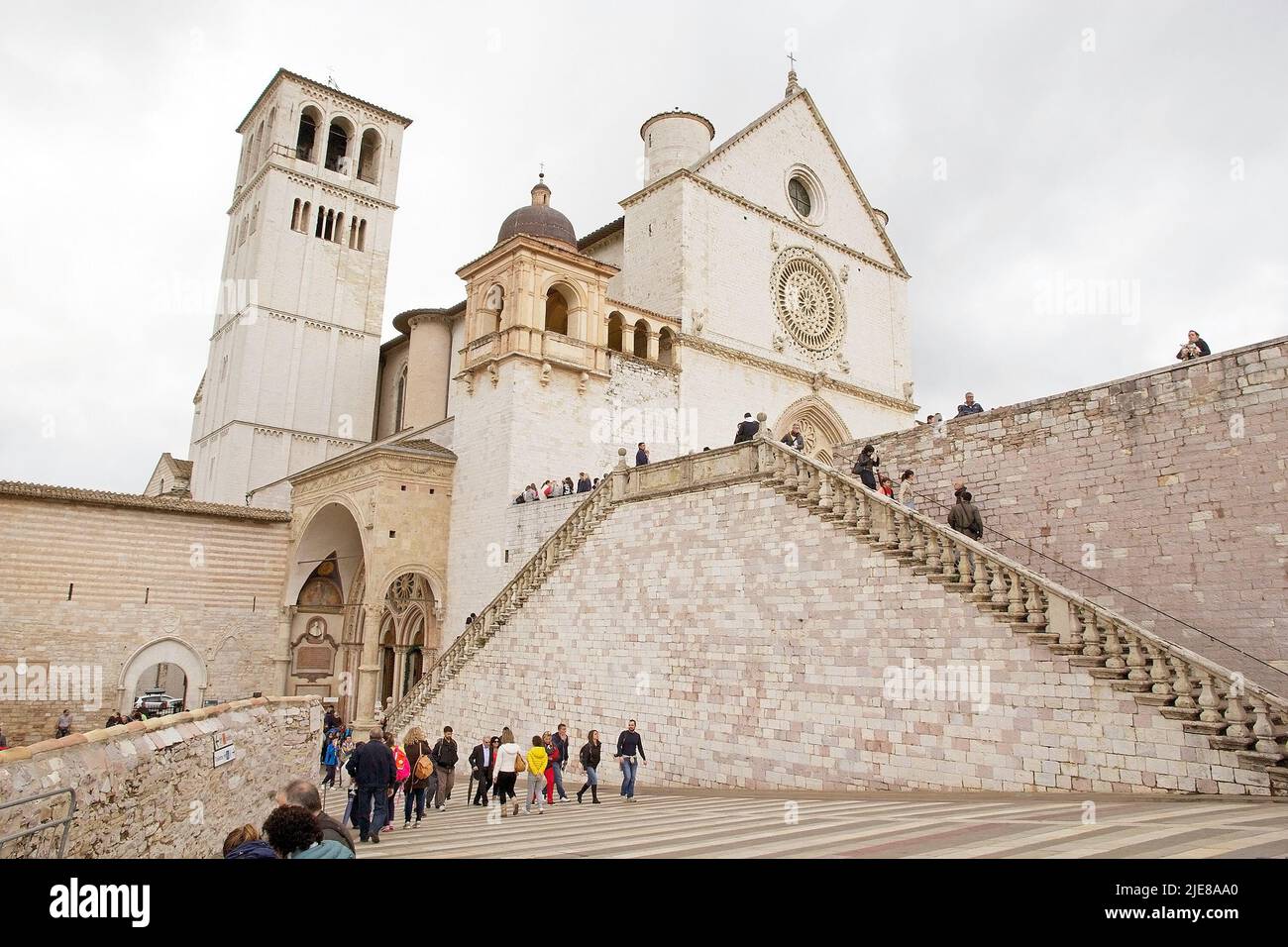 Pilgrims and tourists are visiting the Basilica of San Francesco d ...