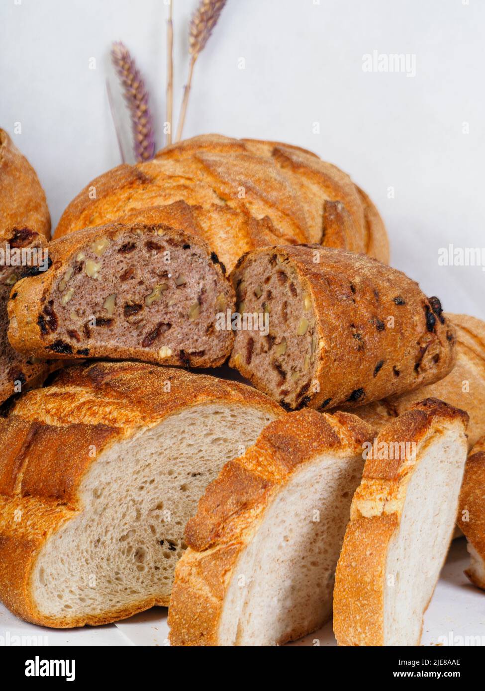 Bread shop. . Assorted bread on white background Stock Photo - Alamy