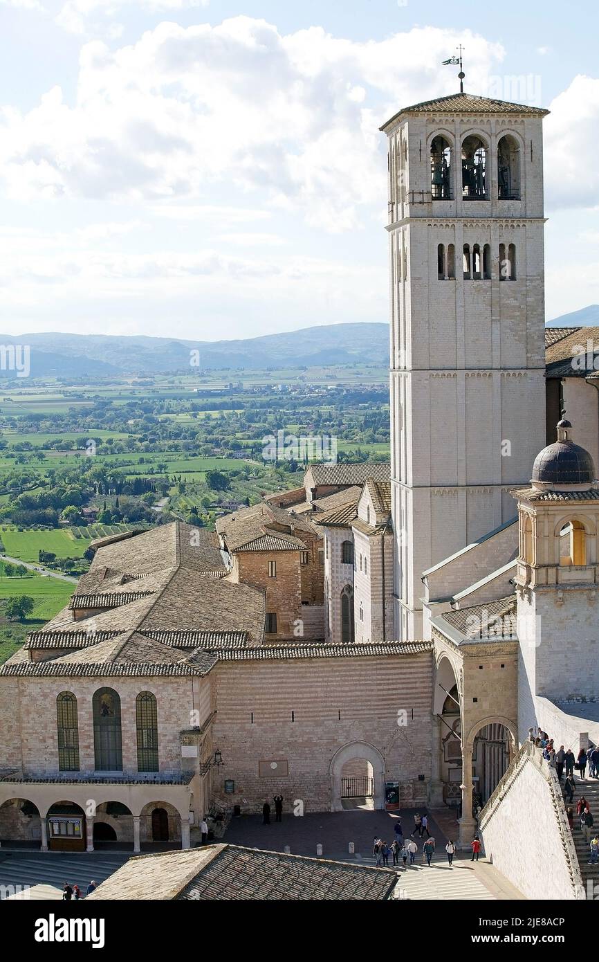 Basilica of San Francesco d'Assisi, the tower bell and lower church, in ...