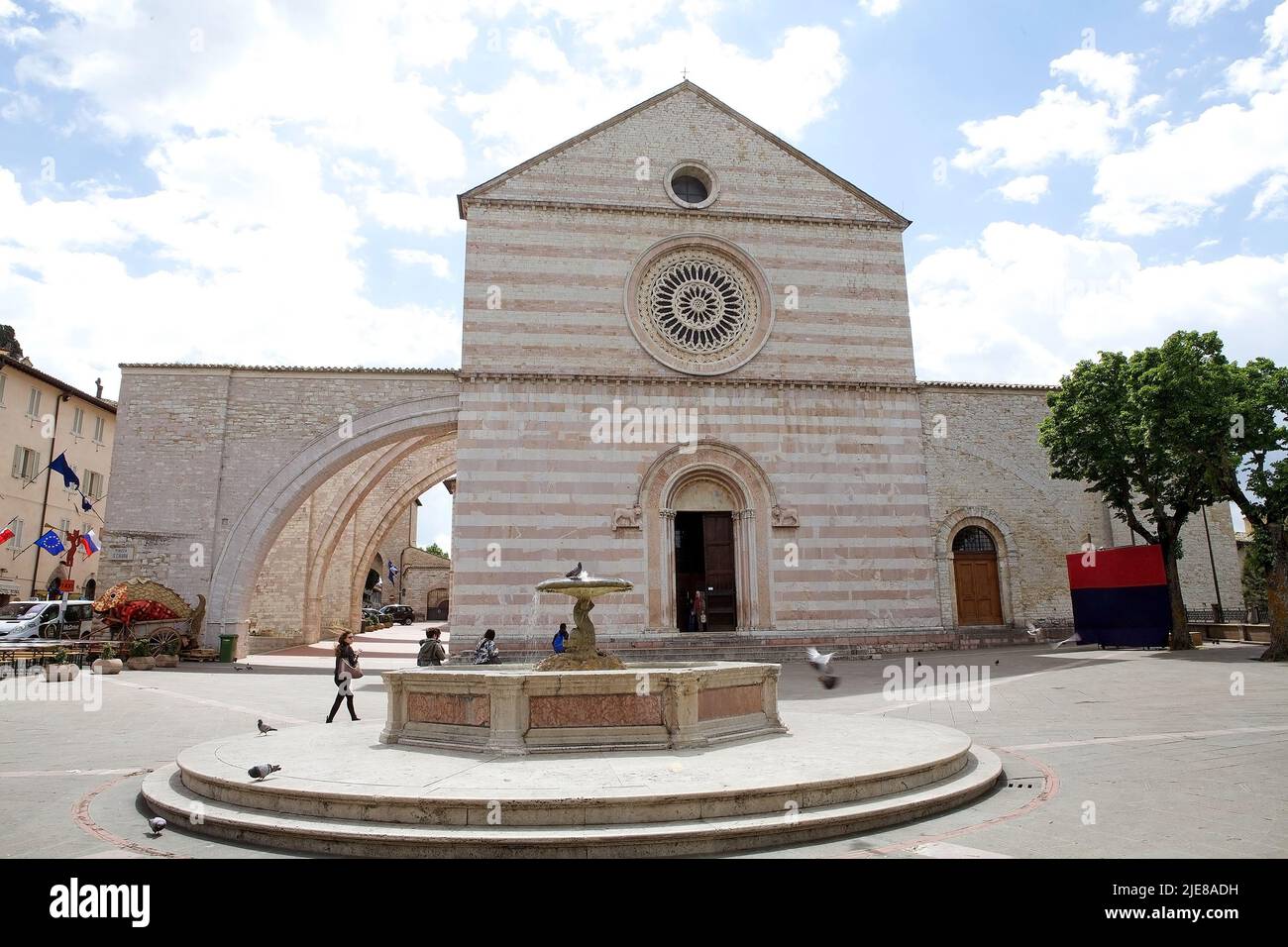 Pilgrims are visiting the Basilica of Saint Clare in Assisi, Umbria ...