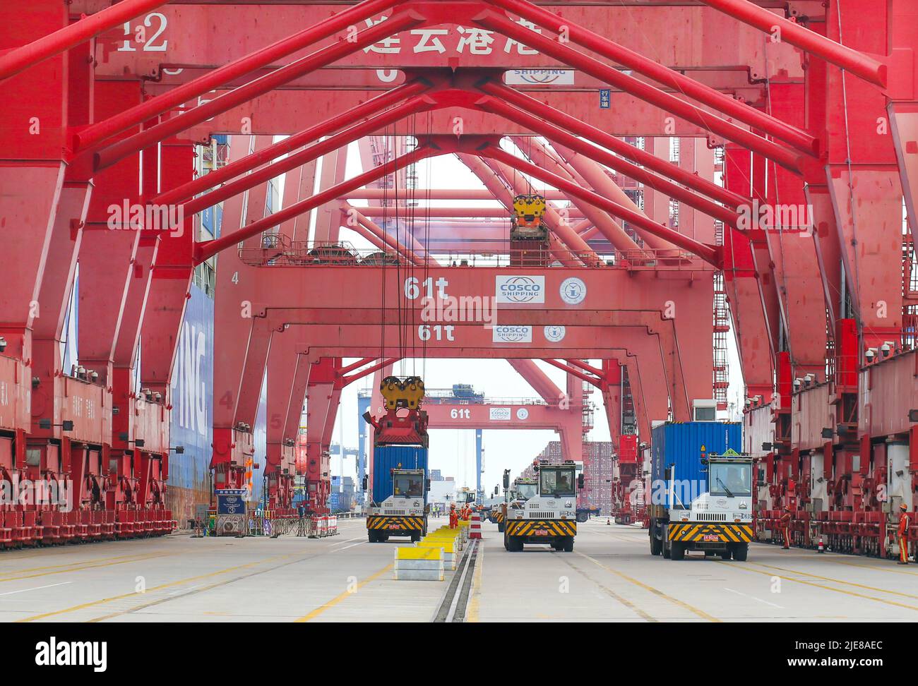 LIANYUNGANG, CHINA - JUNE 26, 2022 - A view of a container terminal at ...