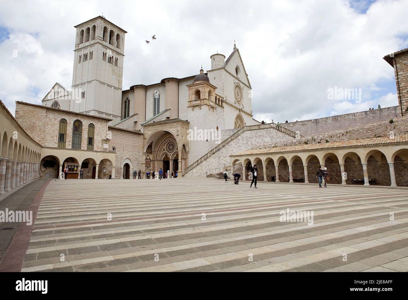 Pilgrims and tourists are visiting the Basilica of San Francesco d ...