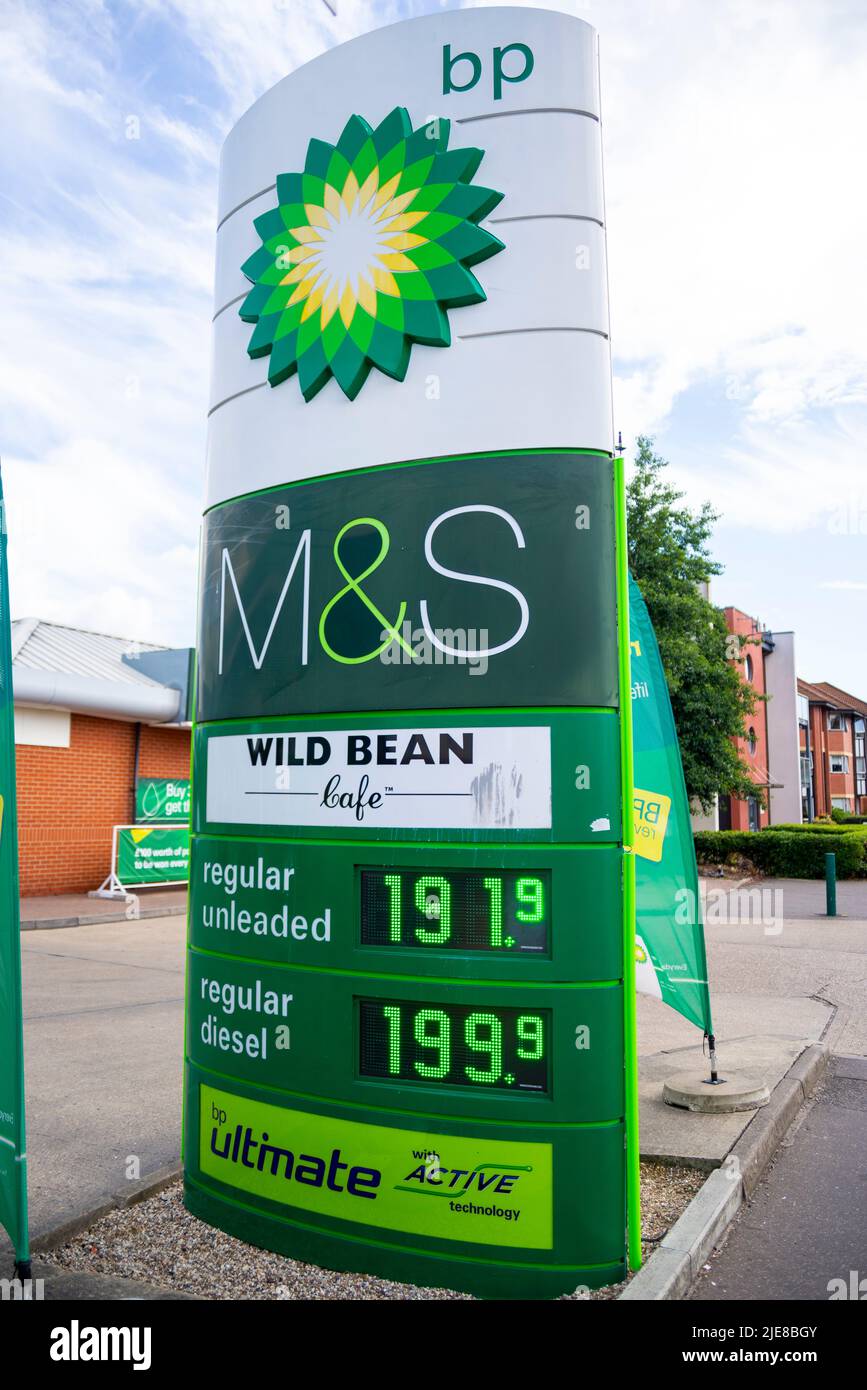 The fuel prices at a BP garage forecourt in Southend on Sea have ...