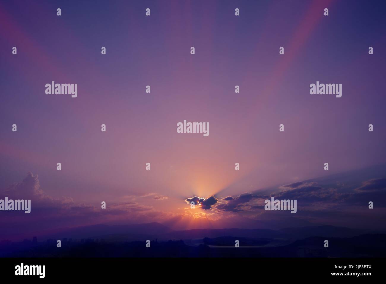 sunset sun ray light shine, natural background Stock Photo - Alamy