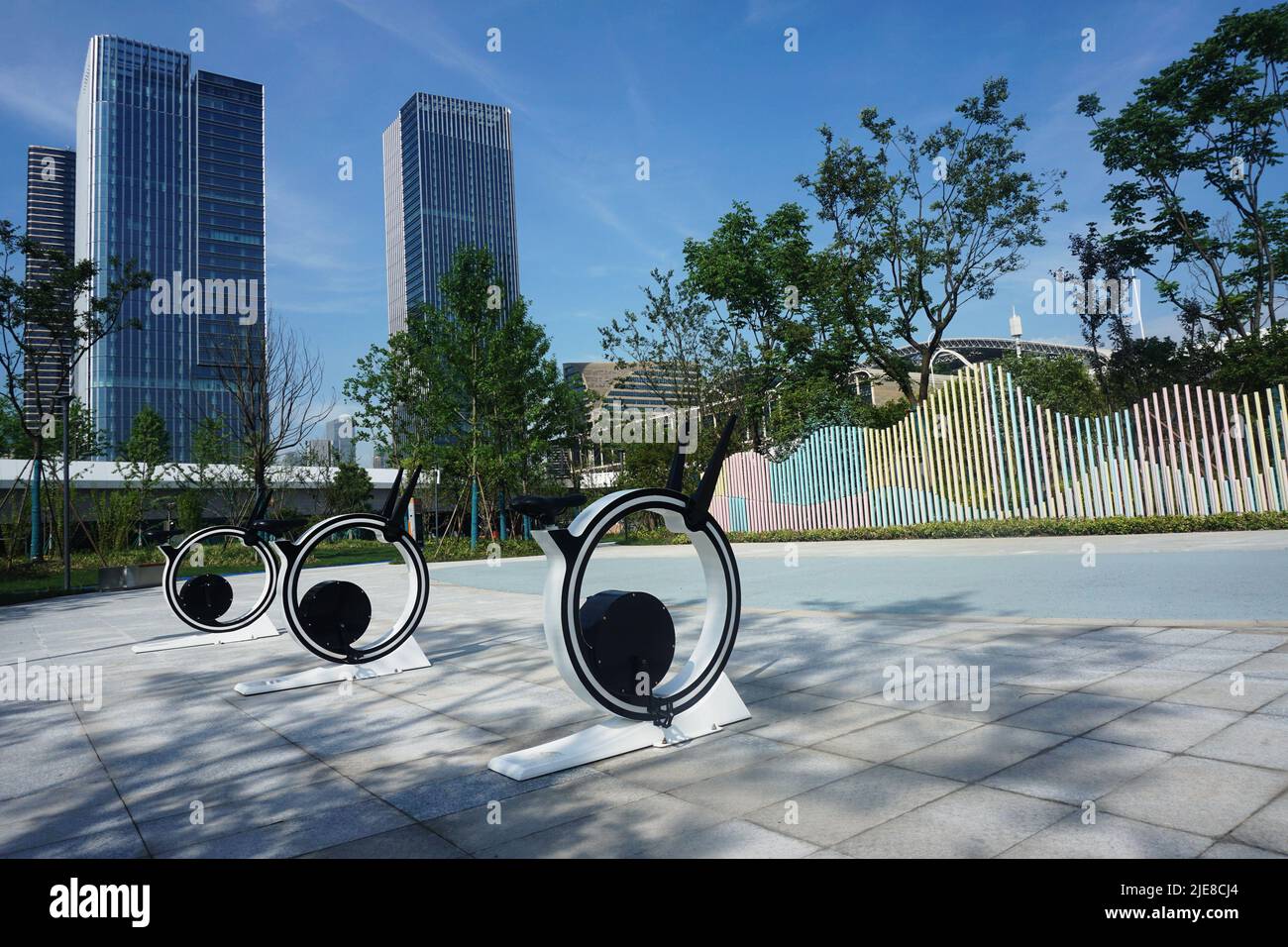HANGZHOU, CHINA - JUNE 26, 2022 - An "AI rhythm bicycle" is seen at the ...