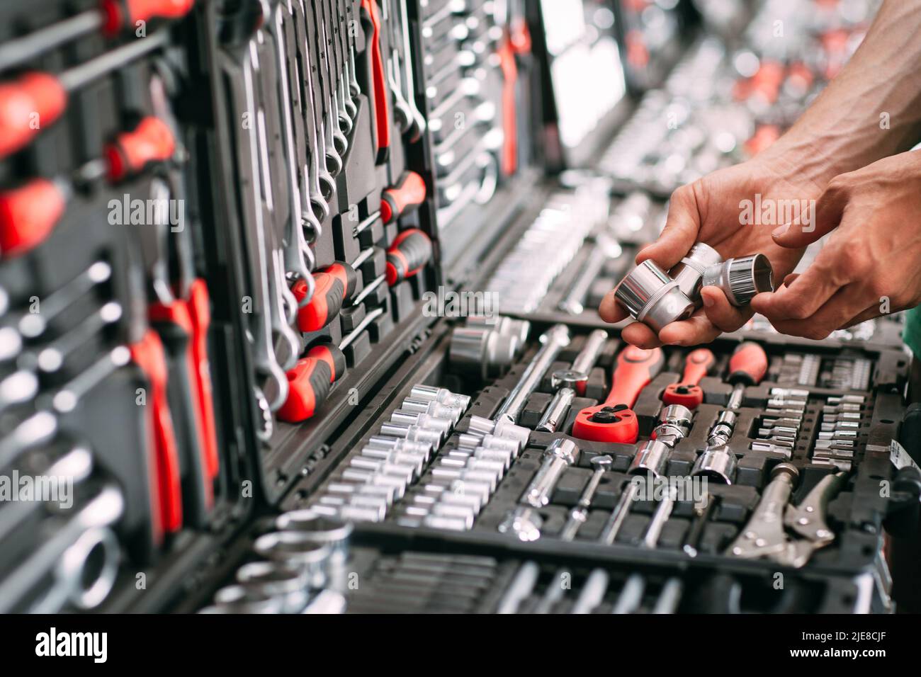 Сhooses wrench tools (nuts) in store (shop Stock Photo - Alamy