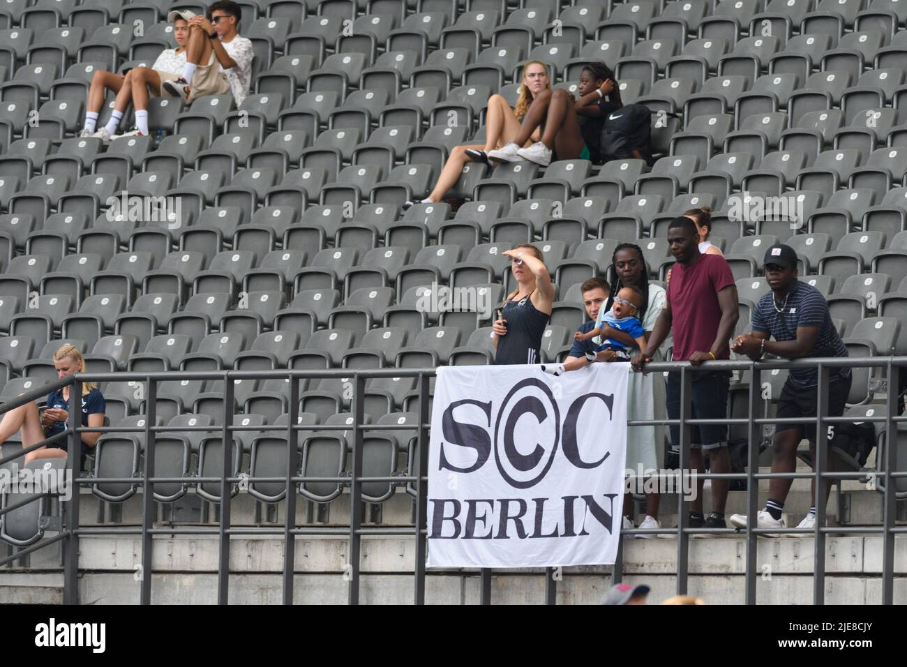 Fans of SCC Berlin in the stands during the 2022 athletic German ...