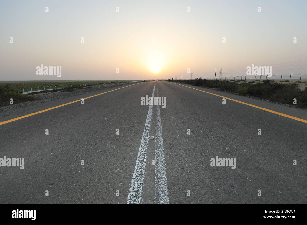 Hot desert landscape during sunset Stock Photo - Alamy