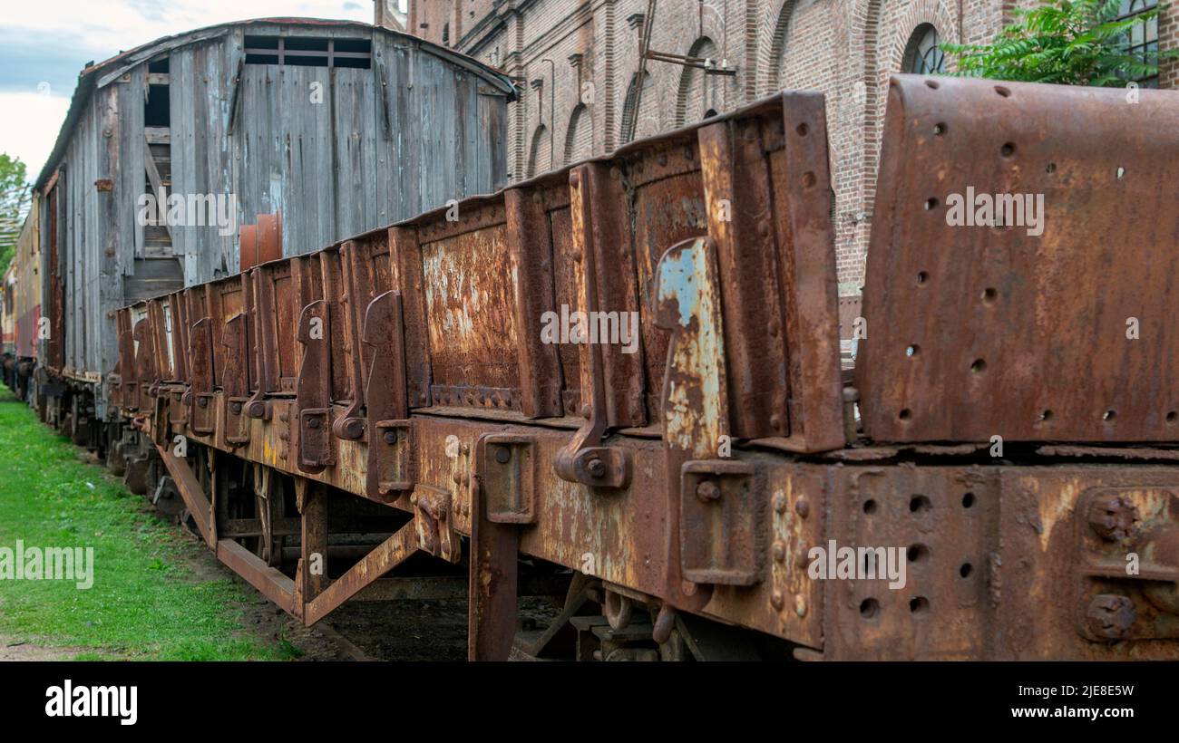 photo of old freight train abandoned and deteriorated by the passage of ...