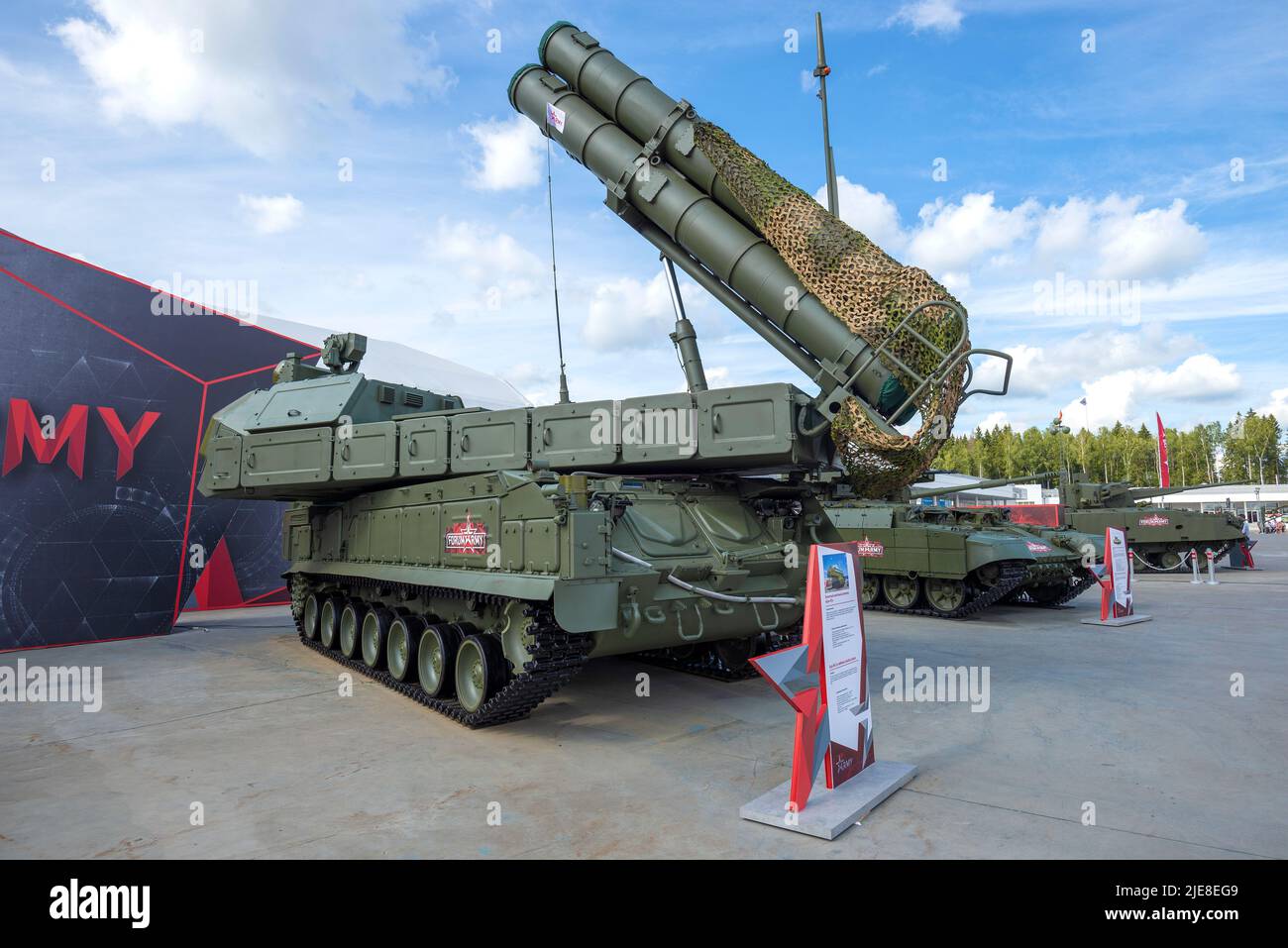 MOSCOW REGION, RUSSIA - AUGUST 25, 2020: Self-propelled launcher 9A317M ...