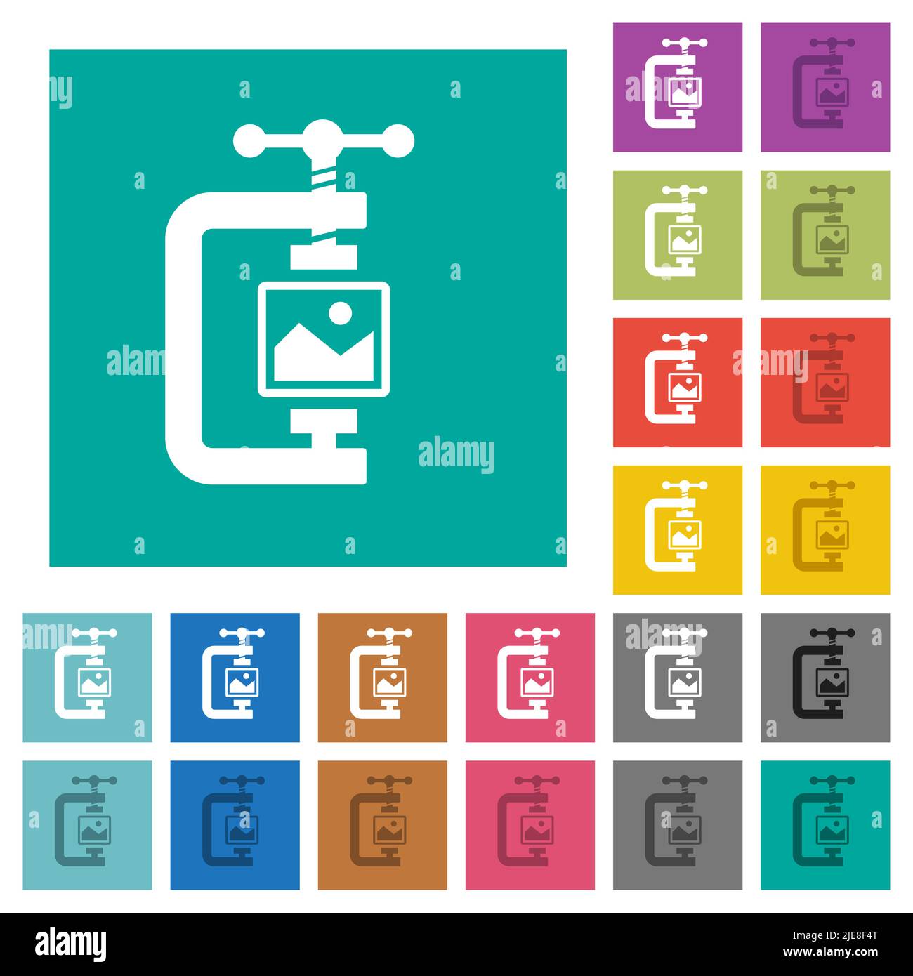 Image compression solid multi colored flat icons on plain square ... Image compression solid multi colored flat icons on plain square ...