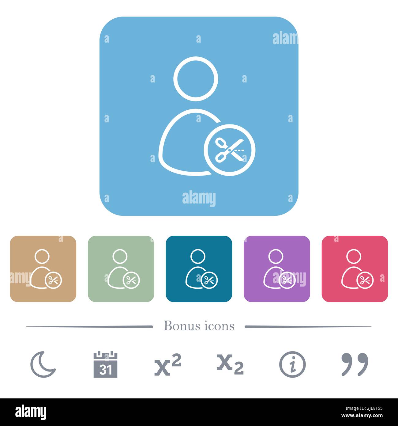 Cut user outline white flat icons on color rounded square backgrounds ...