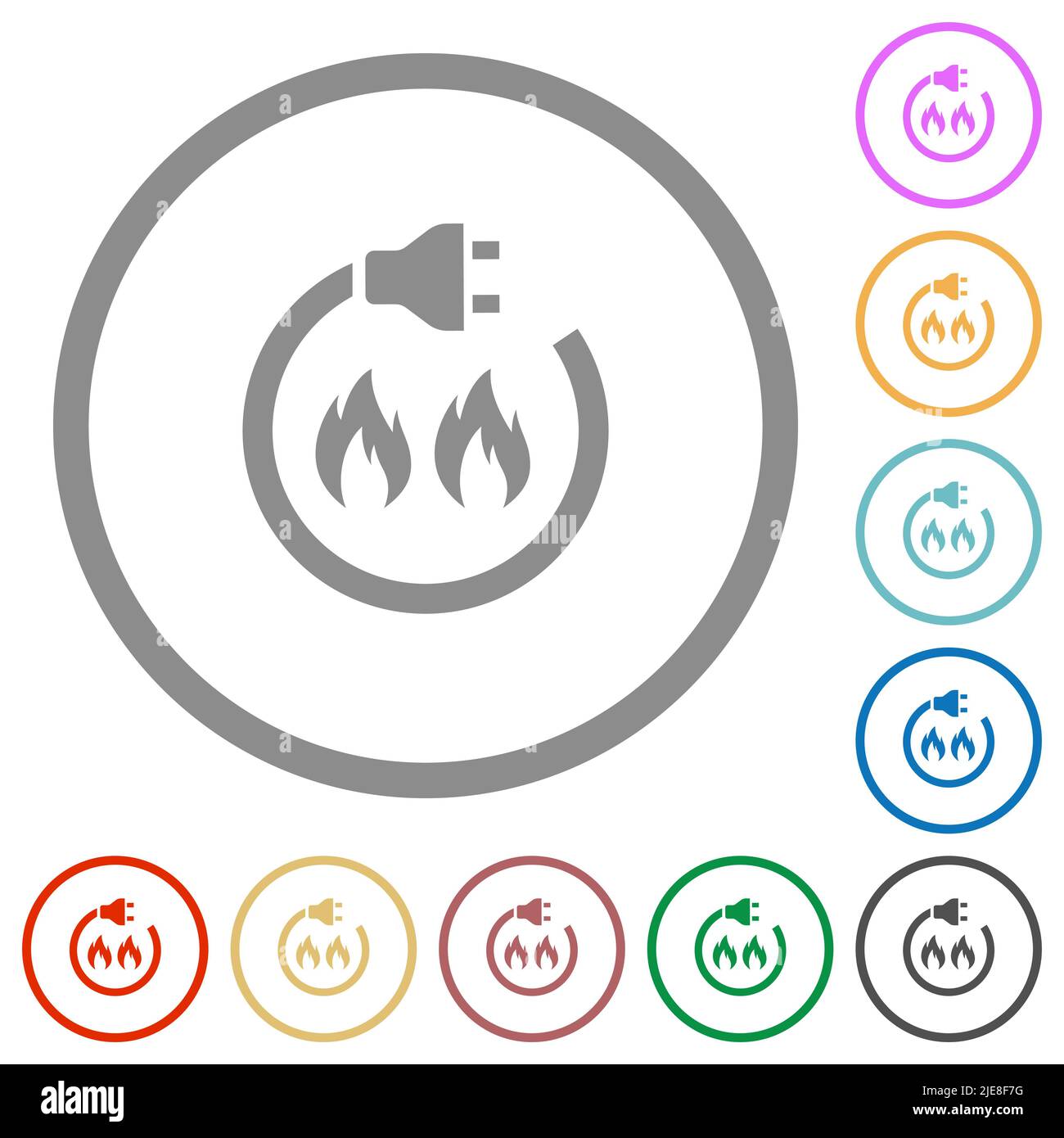 Gas energy flat color icons in round outlines on white background Stock ...